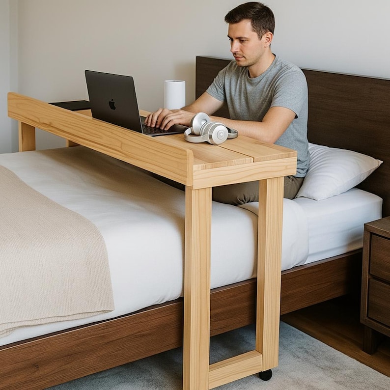 Overbed Table Plan PDF | Rolling Bed Desk, Side Rails, Locking Casters ...
