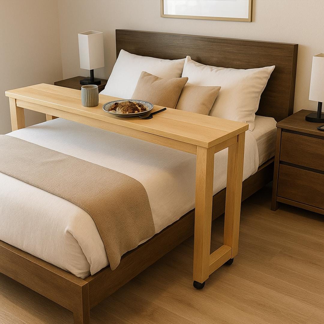 Overbed Table Plan PDF | Rolling Bed Desk, Side Rails, Locking Casters ...