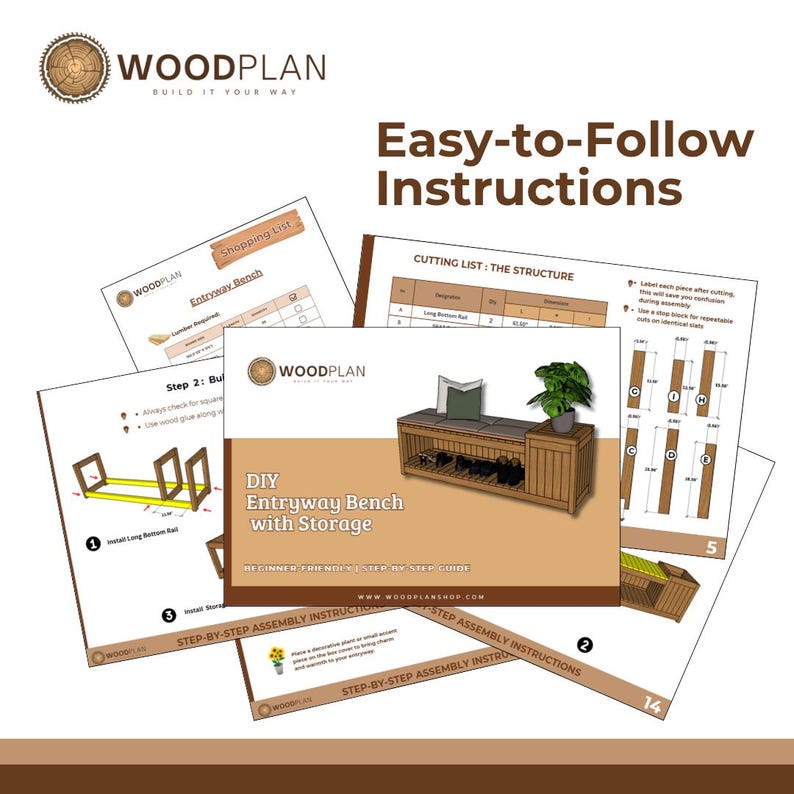 DIY Entryway Bench Woodworking Plan With Storage (digital Download) - Etsy