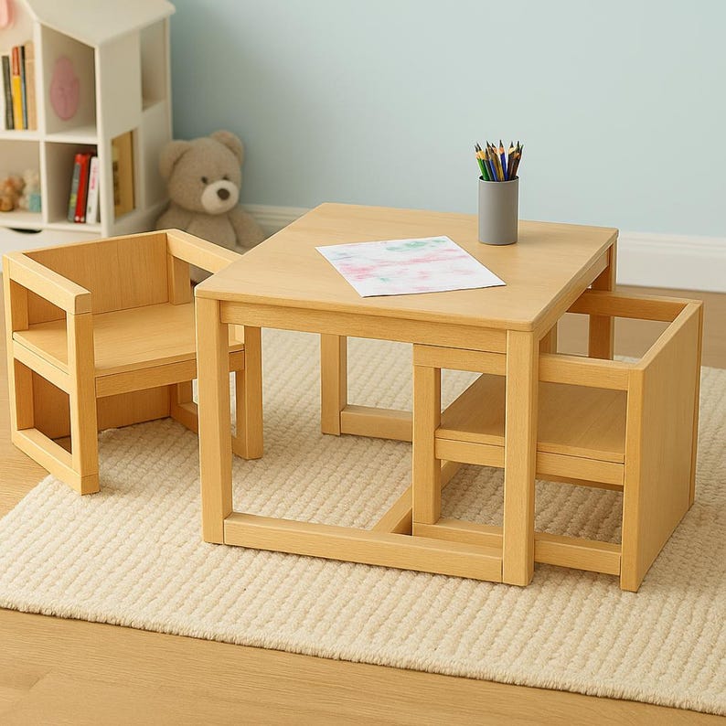 Kids Cube Chair & Activity Table Set Plan: Beginner DIY (PDF Pattern ...
