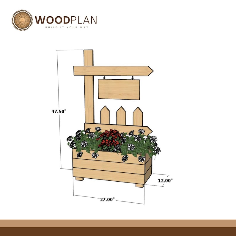 DIY Welcome Planter Plan PDF | Porch Sign Stand With Flower Box ...