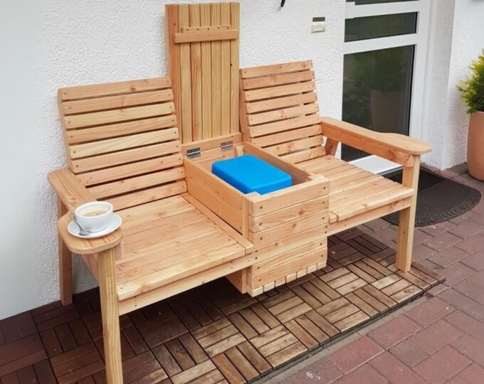 Outdoor 3-in-1 Bench PDF Plan – DIY Double Seating With Hidden Cooler ...
