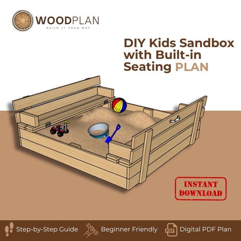 DIY Kids Sandbox With Seating: Woodworking Plan (PDF Download - Etsy