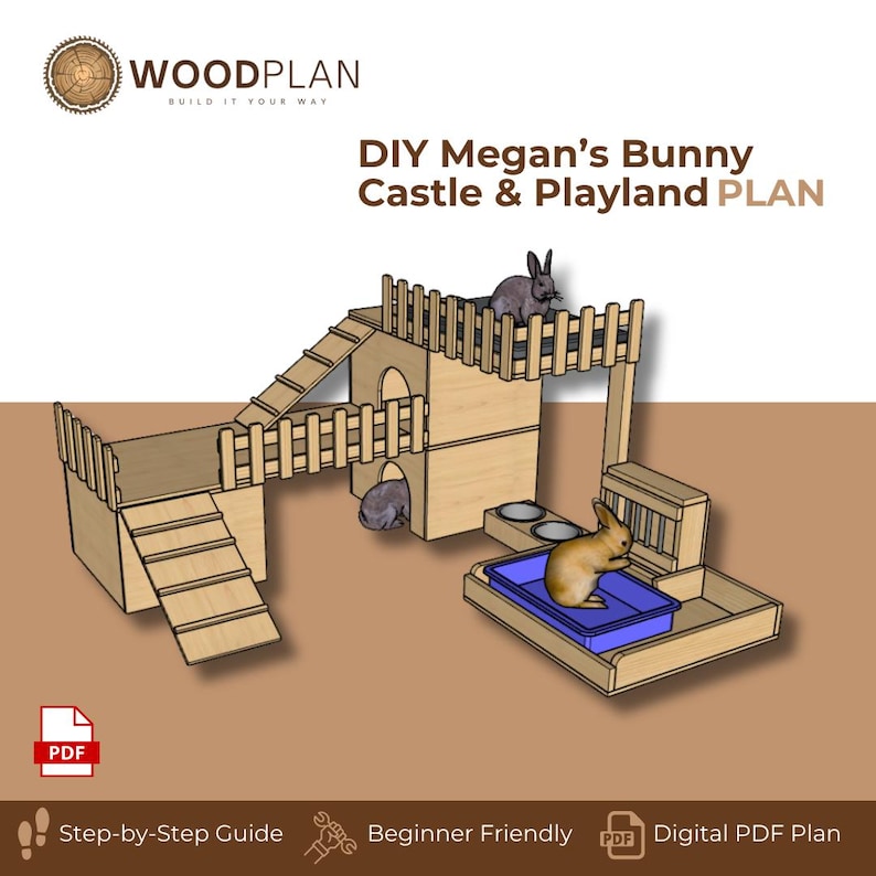 Bunny Habitat Plan | Two-level Hideout With Feeder Deck (digital ...