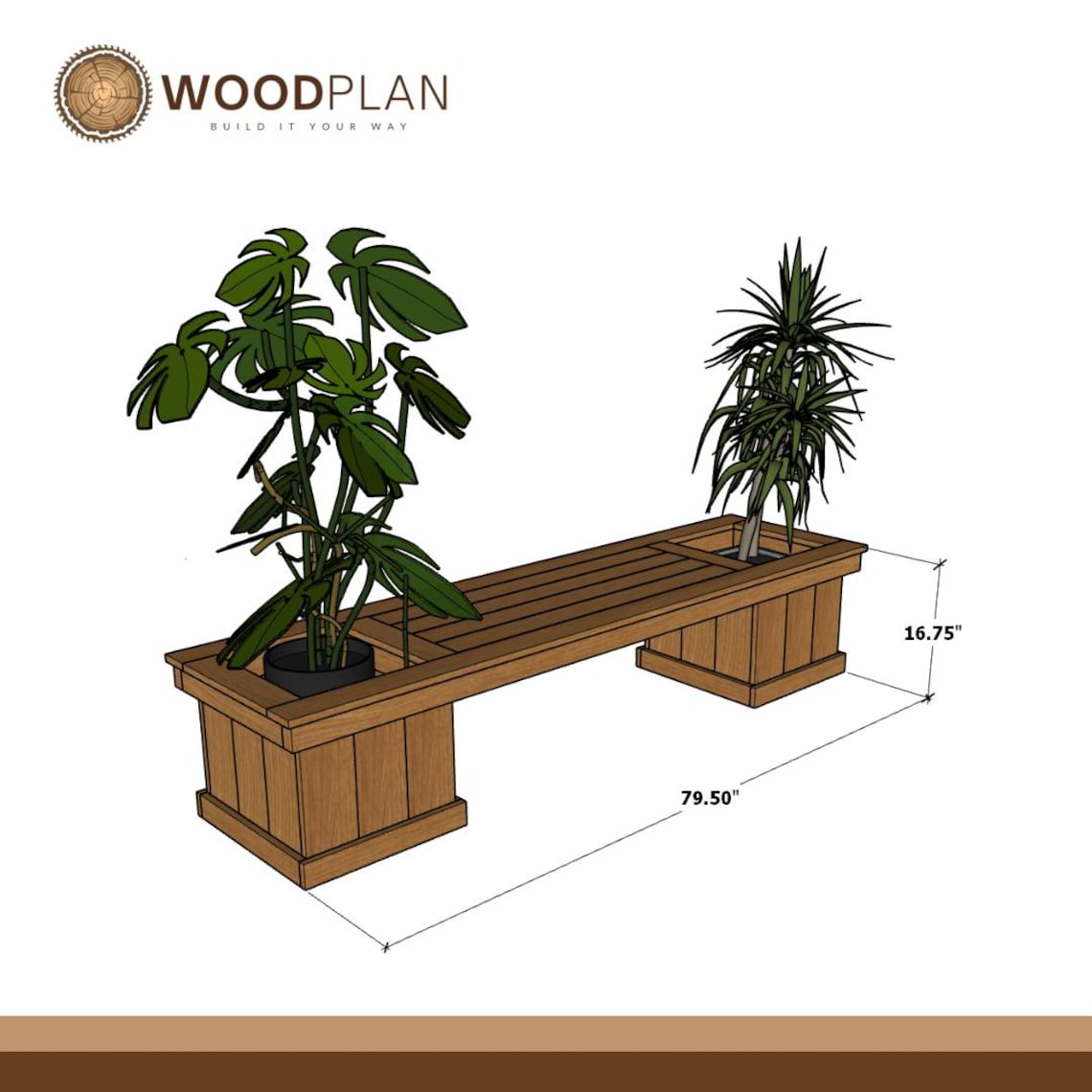 DIY Planter Bench Woodworking Plans: Garden Seat With Double Planters ...