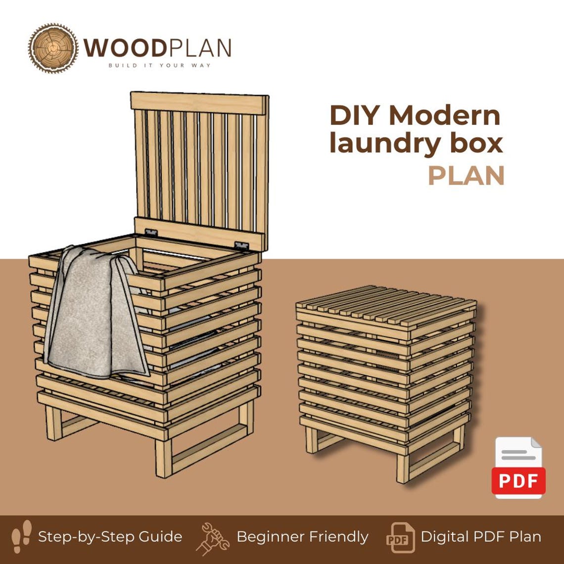DIY Laundry Box | Wooden Storage Plan | Laundry Hamper Cabinet ...