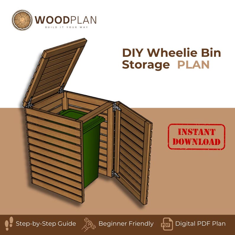 DIY Wheelie Bin Storage Shed Woodworking Plan– Outdoor Trash Can ...