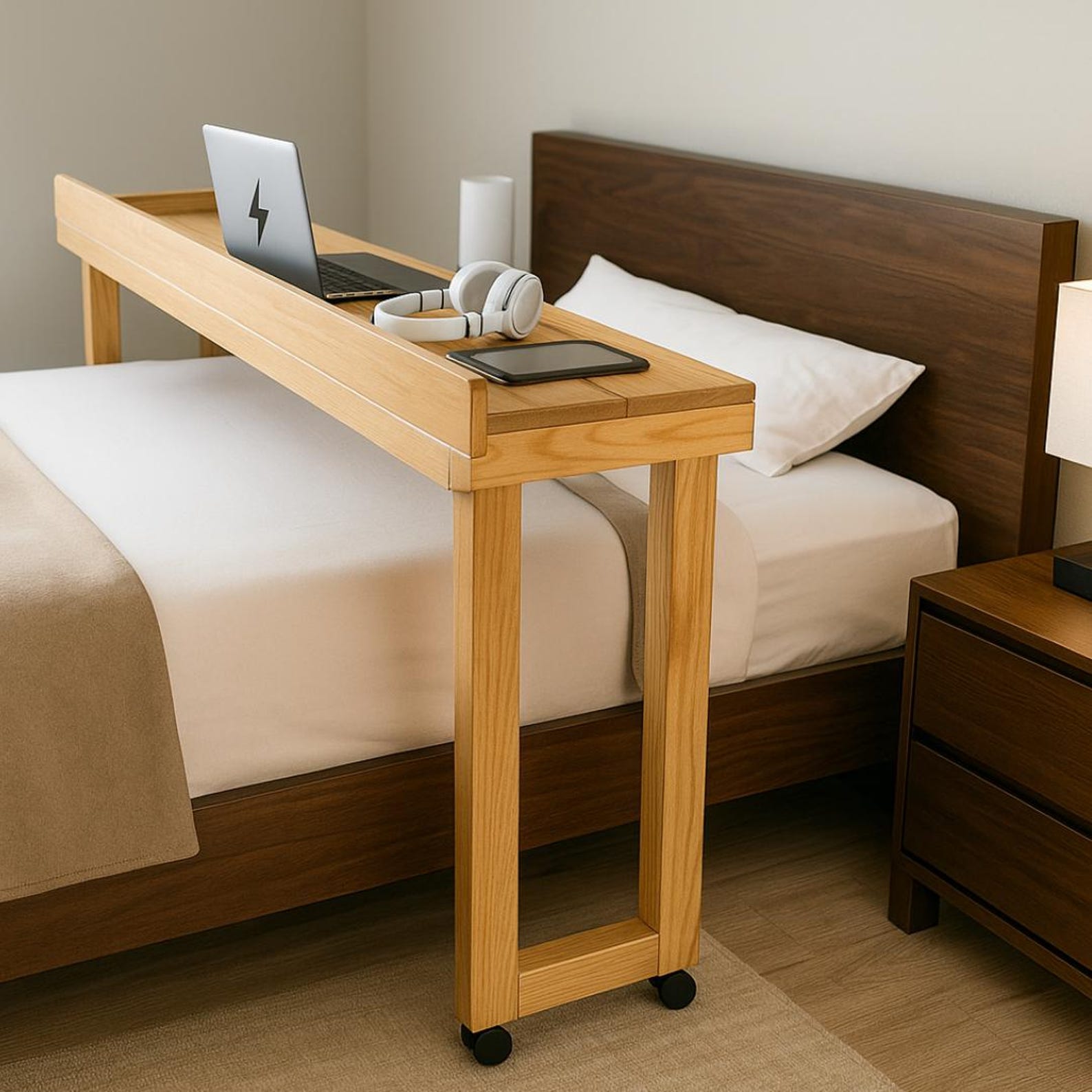 Overbed Table Plan PDF | Rolling Bed Desk, Side Rails, Locking Casters ...
