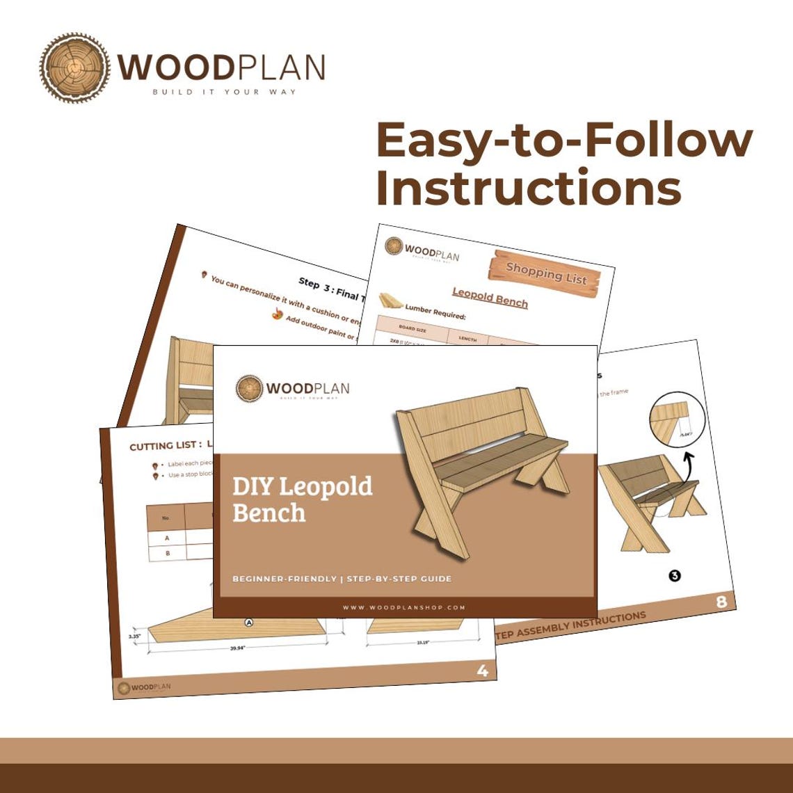 Cedar Leopold Bench Plans – Beginner DIY Woodworking PDF – 2x8 Outdoor ...