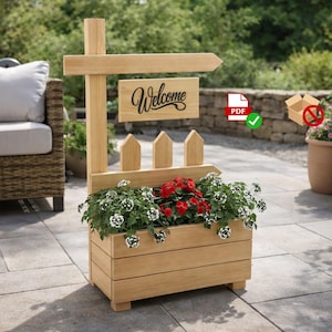 DIY Welcome Planter Plan PDF | Porch Sign Stand With Flower Box ...