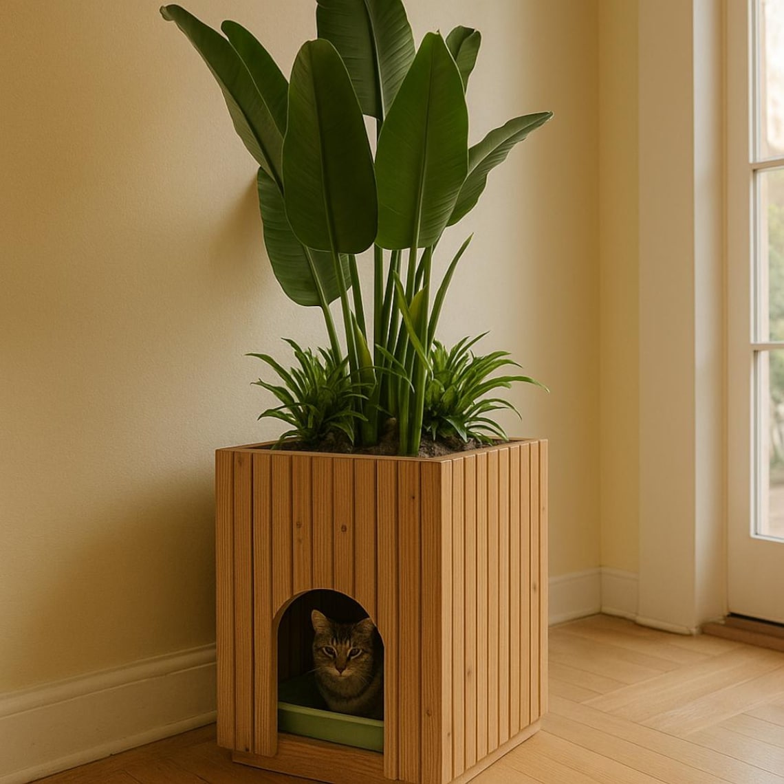 Hidden Cat Litter Box Planter: DIY Woodworking Furniture Plan (digital ...