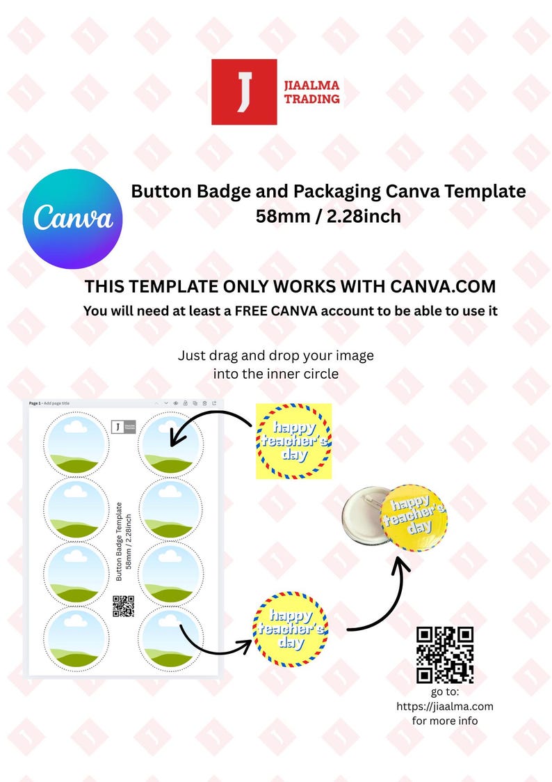Canva Button Badge Template: 58mm Packaging Design (digital Download ...