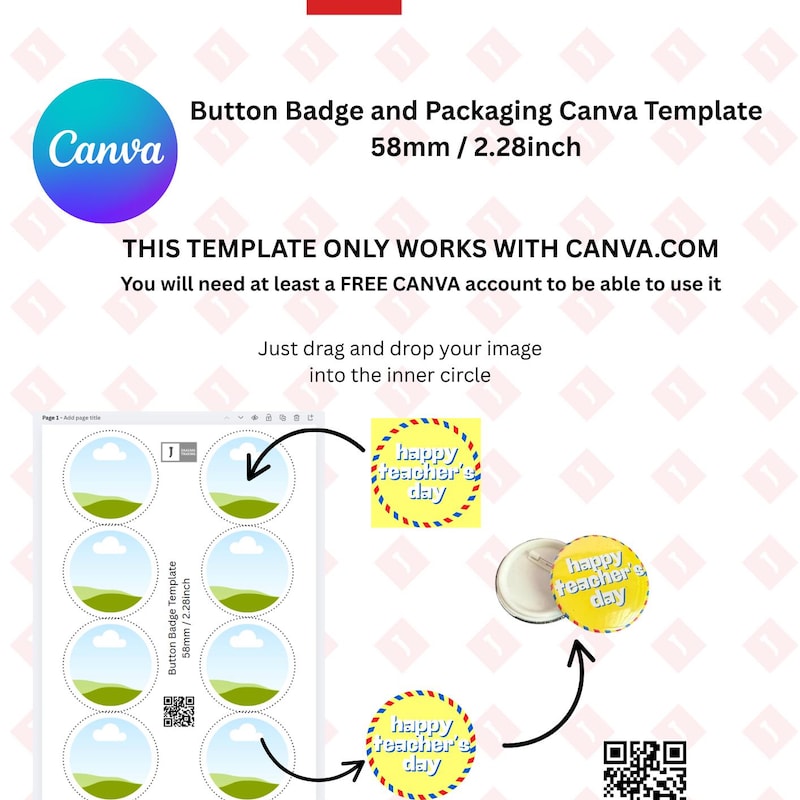 58mm Pin Template - Etsy