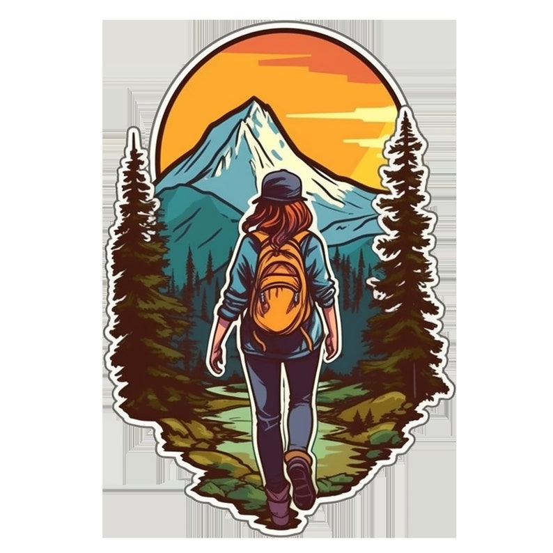 Mountain Wanderlust: Female Hiker Sticker - Vector Files - Etsy