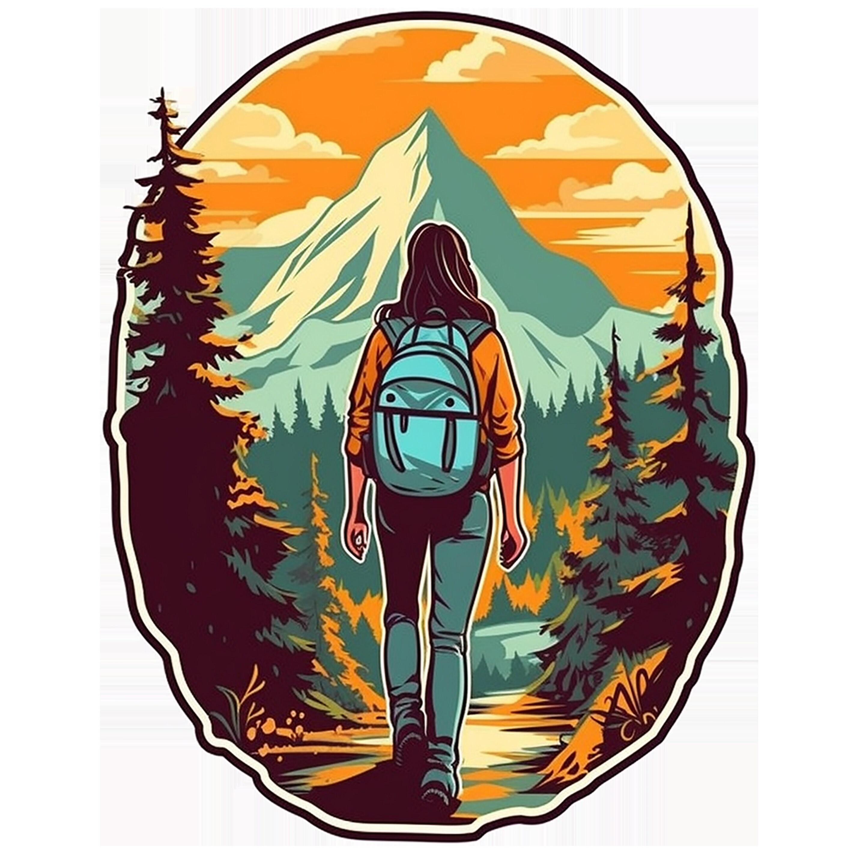 Mountain Wanderlust: Female Hiker Sticker - Vector Files - Etsy