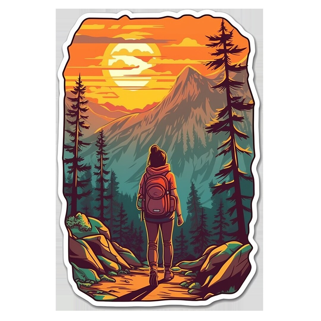 Mountain Wanderlust: Female Hiker Sticker - Vector Files - Etsy