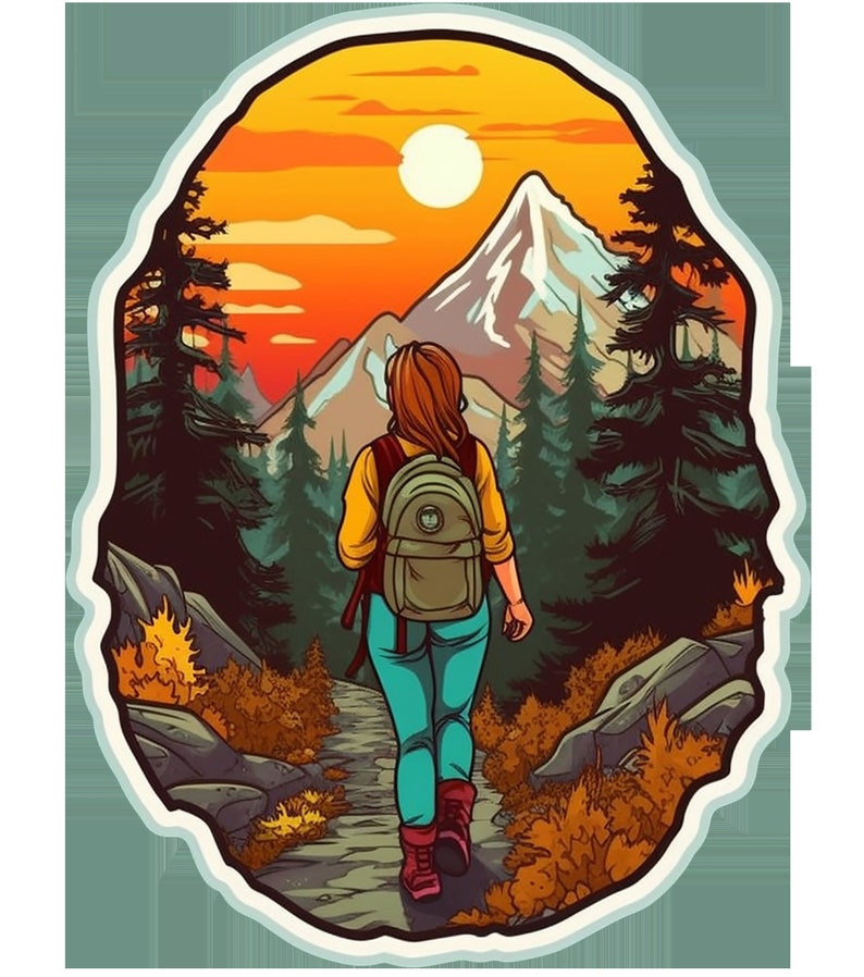 Mountain Wanderlust: Female Hiker Sticker - Vector Files - Etsy