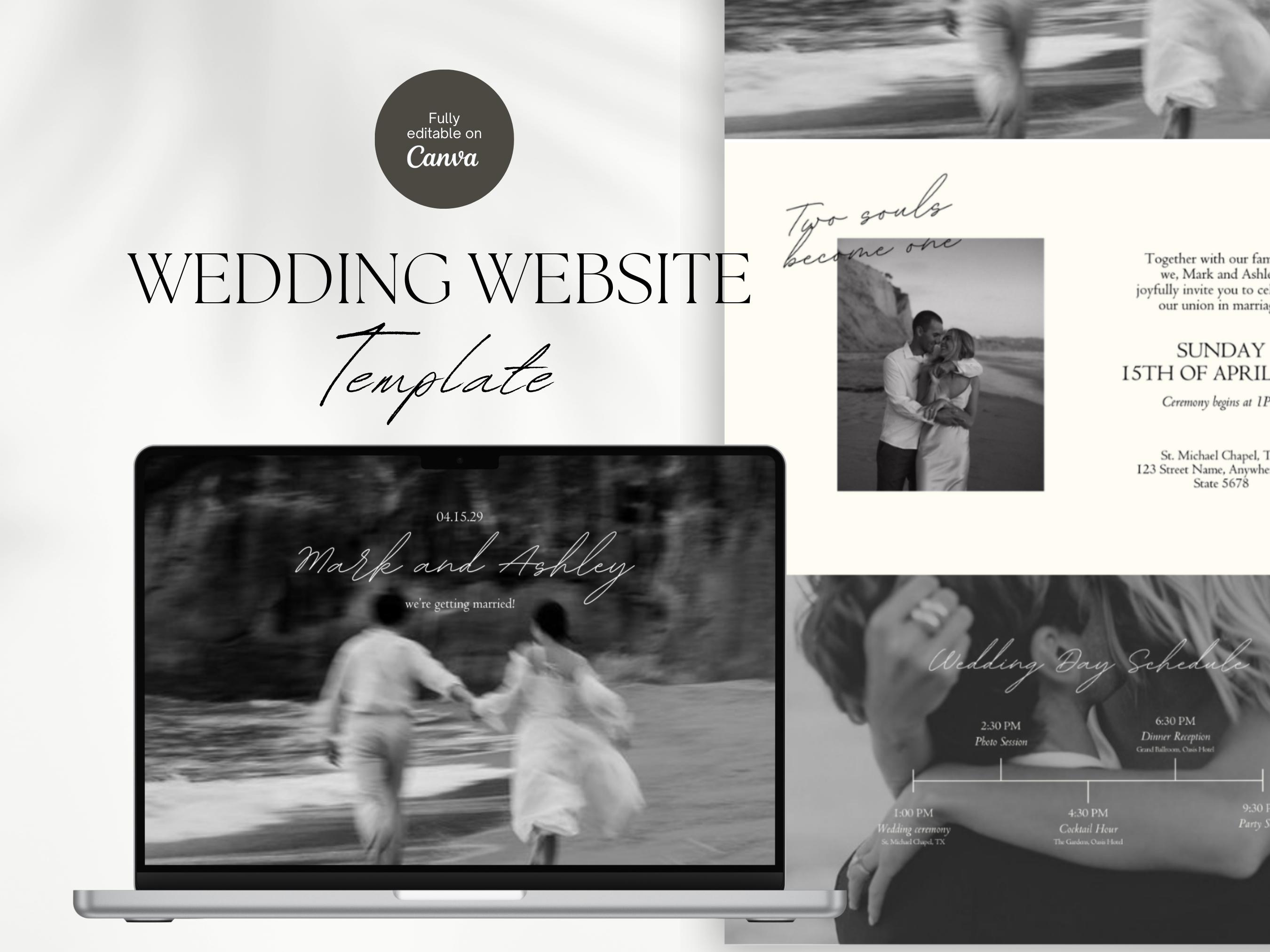 Minimalist Wedding Website Template, Aesthetic Wedding Website Canva ...
