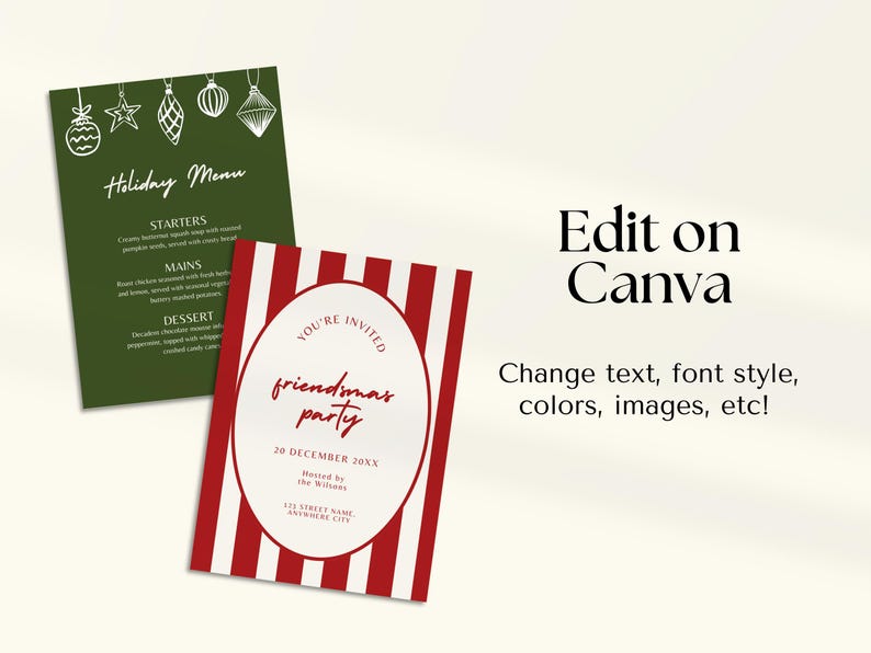 Editable Holiday Party Invitation, Christmas Invitation Template ...