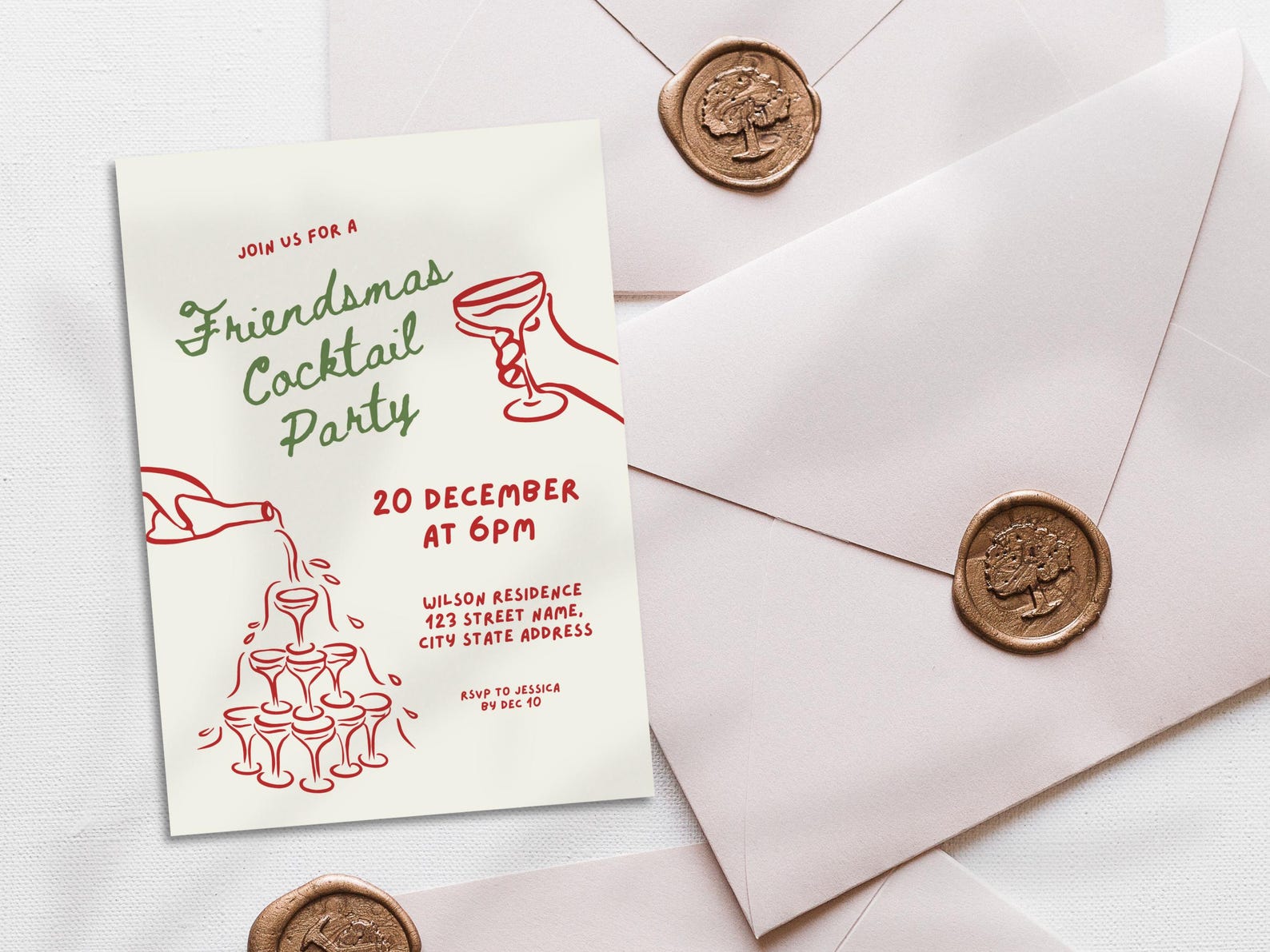 Whimsical Christmas Party Invitation Template, Holiday Party Invite ...