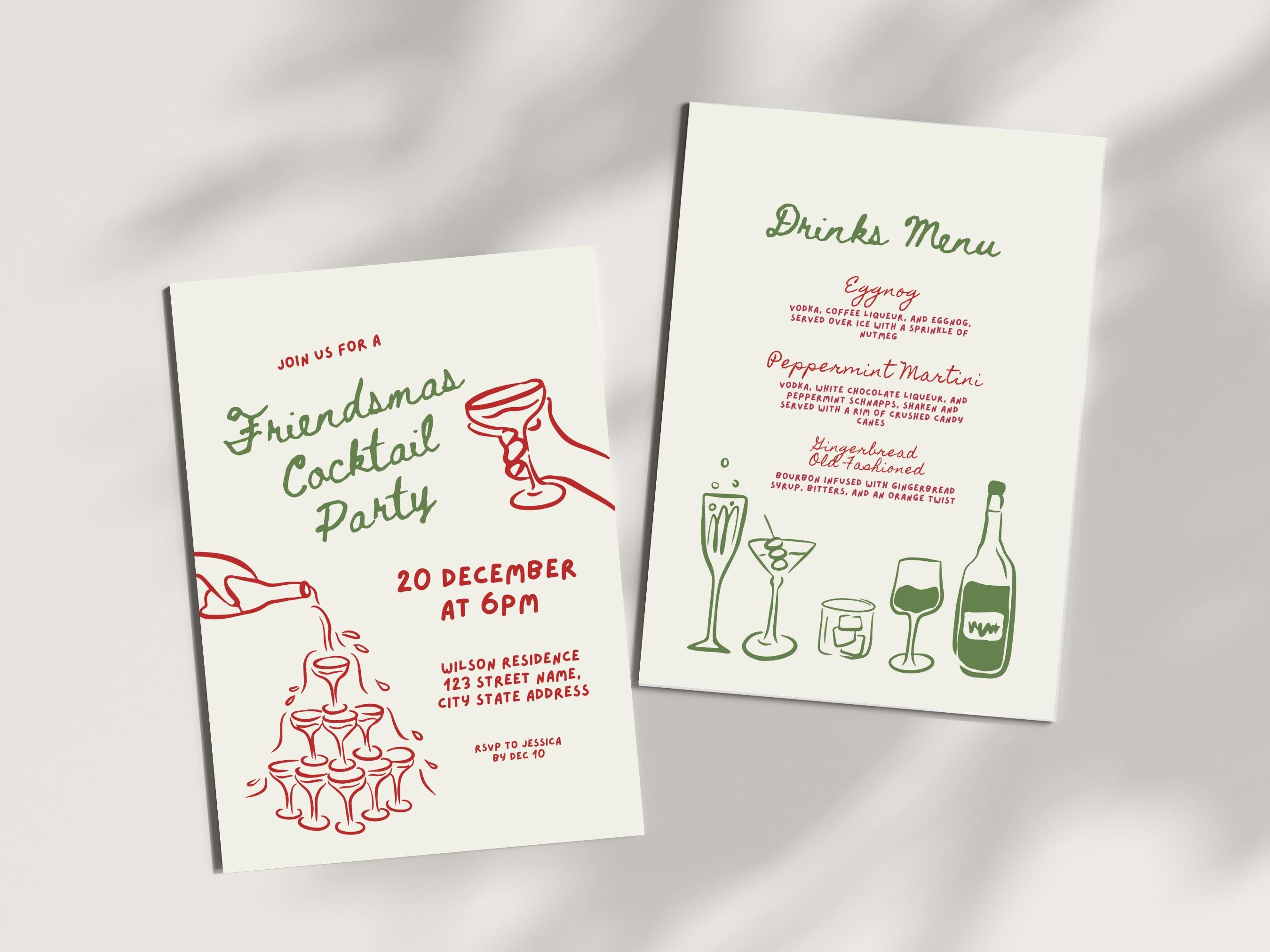 Whimsical Christmas Party Invitation Template, Holiday Party Invite ...