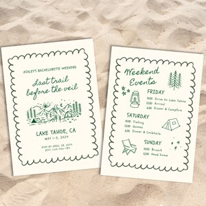 Camp Bachelorette Party Invitation and Itinerary Template | Mountain ...