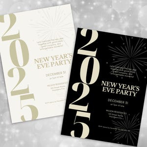 Digital 2025 NYE Party Invite Template, Editable New Years Eve ...