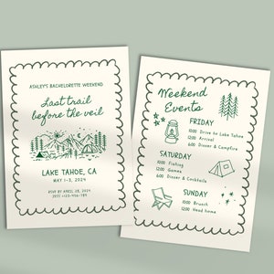 Camp Bachelorette Party Invitation and Itinerary Template | Mountain ...
