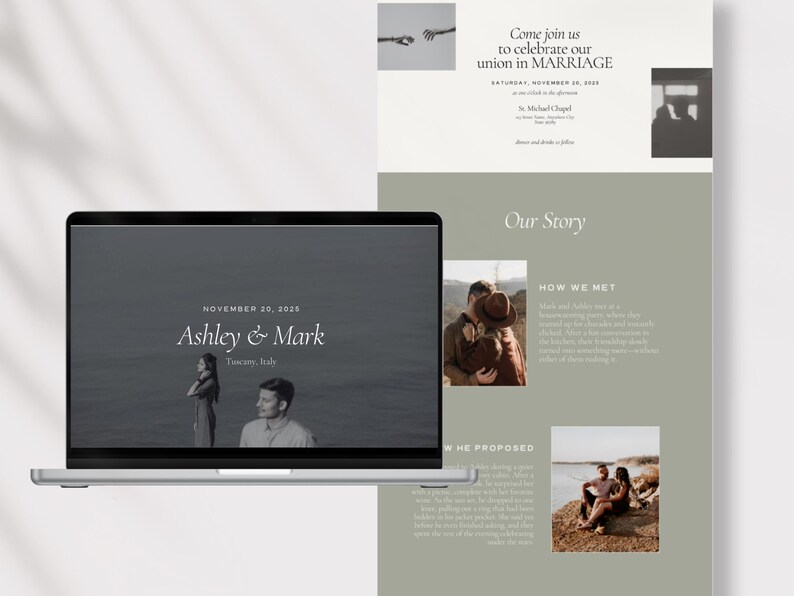 Wedding Website Template, Canva Website Template, Wedding RSVP, Digital ...