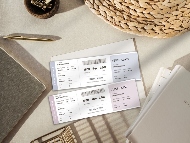 Editable Boarding Pass Template Customizable Airline Ticket Design ...