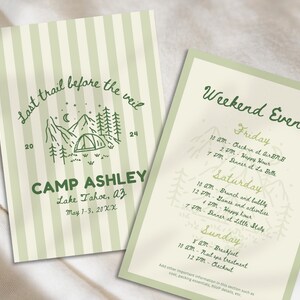 Camp Bachelorette Party Invitation and Itinerary Template | Mountain ...