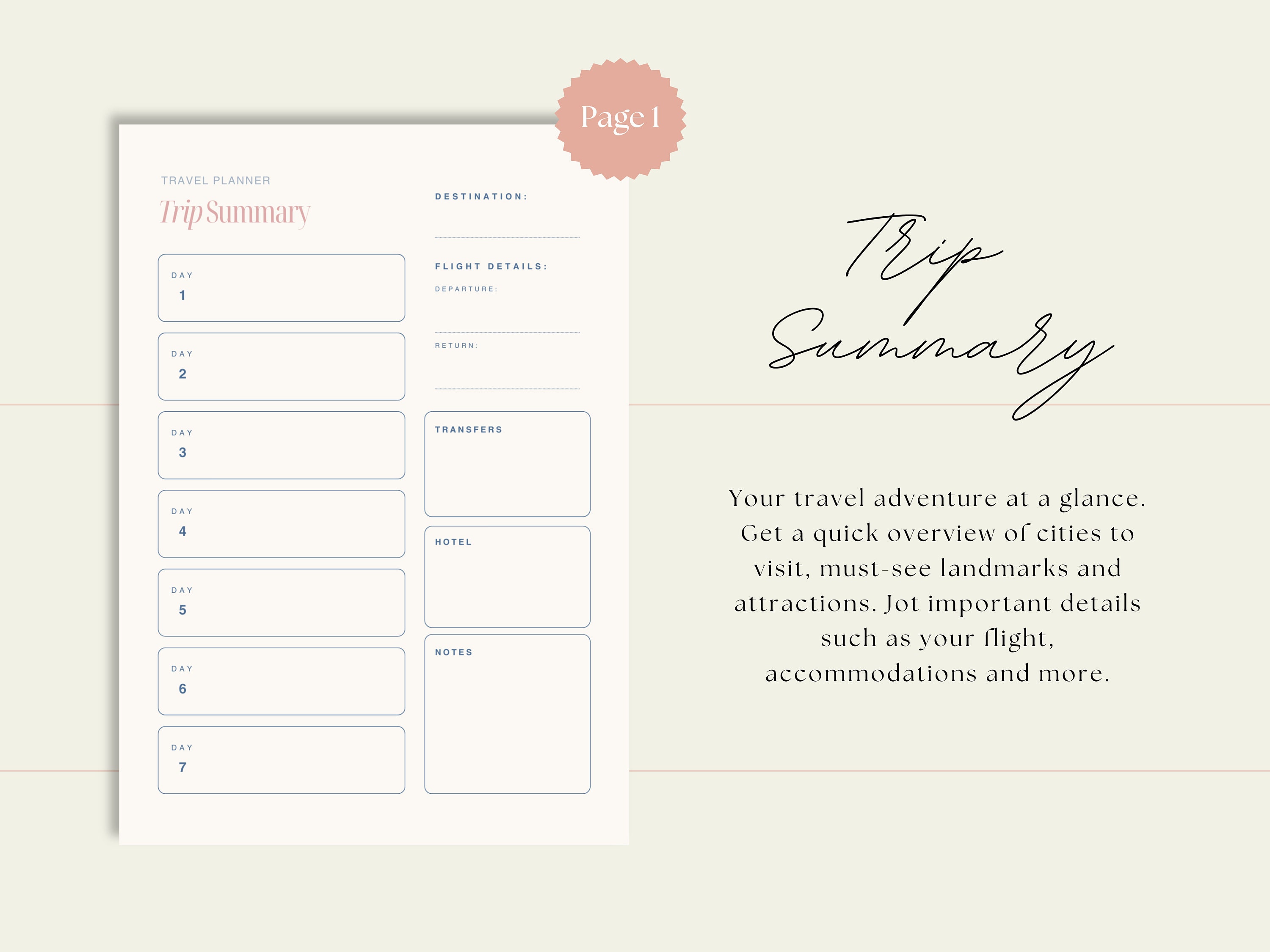 Printable Travel Planner, Vacation Itinerary Planner, Editable Travel ...