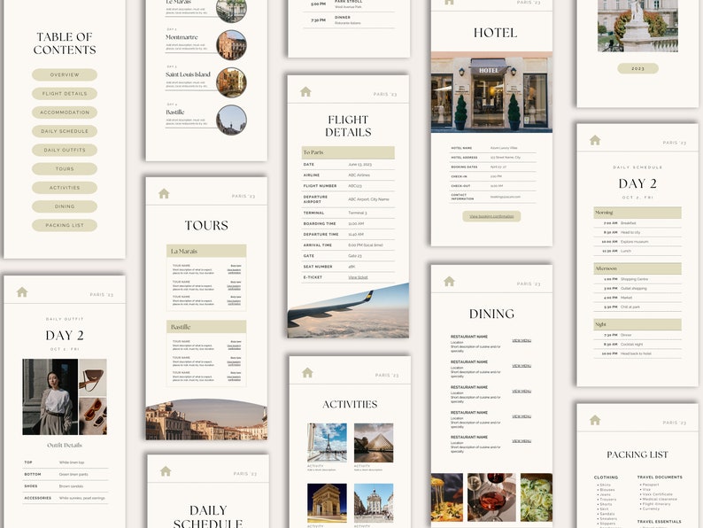 Travel Itinerary Template, Mobile Trip Itinerary, Printable Travel ...