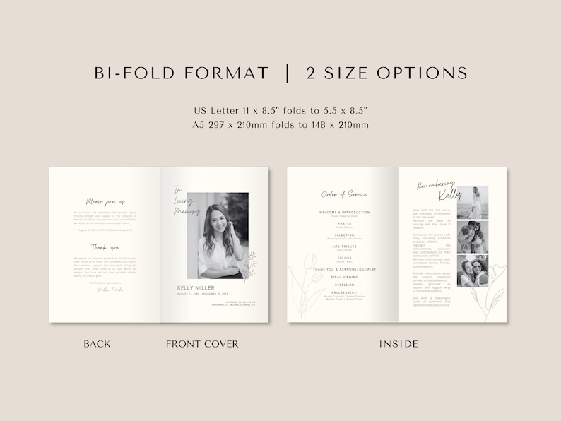 Bifold Funeral Program Template Memorial Cards for Celebration - Etsy Bifold Funeral Program Template Memorial Cards for Celebration - Etsy