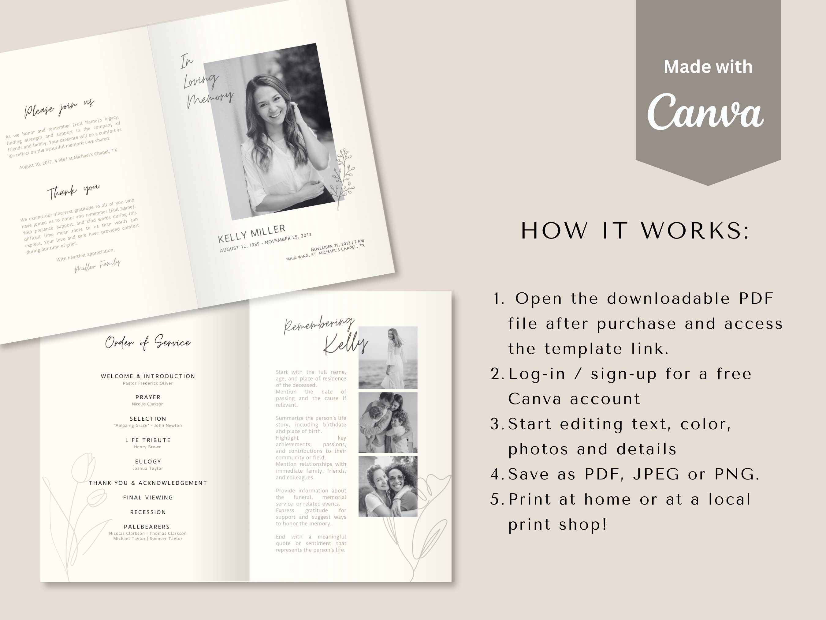 Bifold Funeral Program Template Memorial Cards for Celebration - Etsy Bifold Funeral Program Template Memorial Cards for Celebration - Etsy