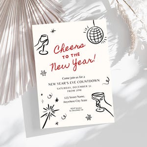 New Years Party Invitation Template, NYE Party Invite, Editable ...