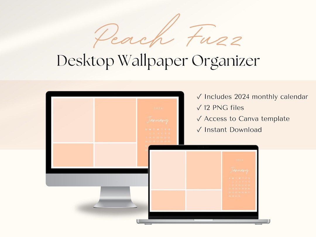 Desktop Wallpaper Organizer With Monthly Calendar 2024, Customizable ...