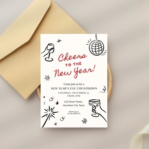 New Years Party Invitation Template, NYE Party Invite, Editable ...