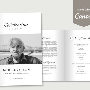 Editable Funeral Program Template Printable Funeral Template - Etsy