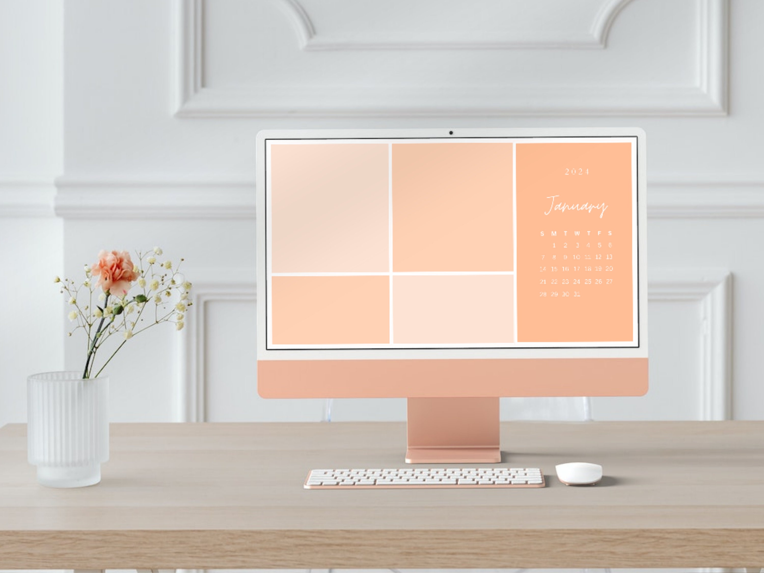 Desktop Wallpaper Organizer With Monthly Calendar 2024, Customizable ...