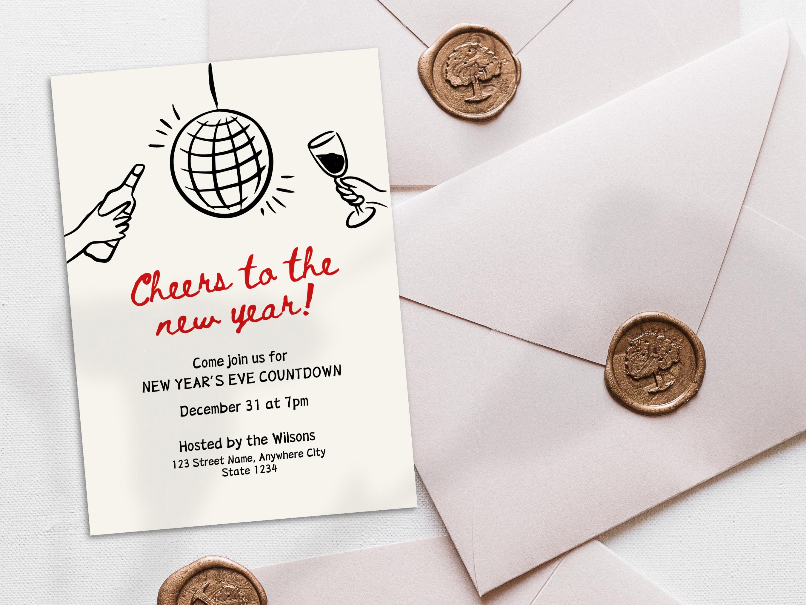 Editable New Years Eve Party Invitation Template, Whimsical New Years ...