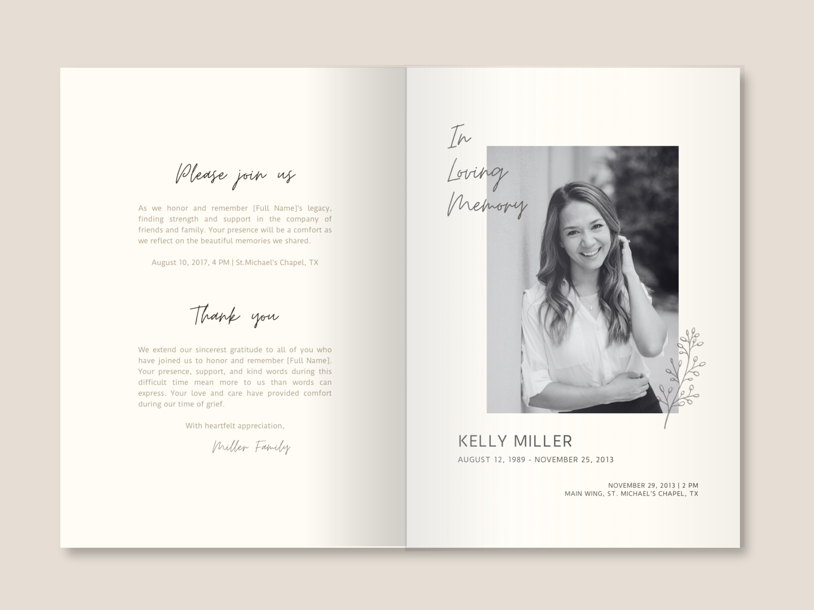 Bifold Funeral Program Template Memorial Cards for Celebration - Etsy Bifold Funeral Program Template Memorial Cards for Celebration - Etsy
