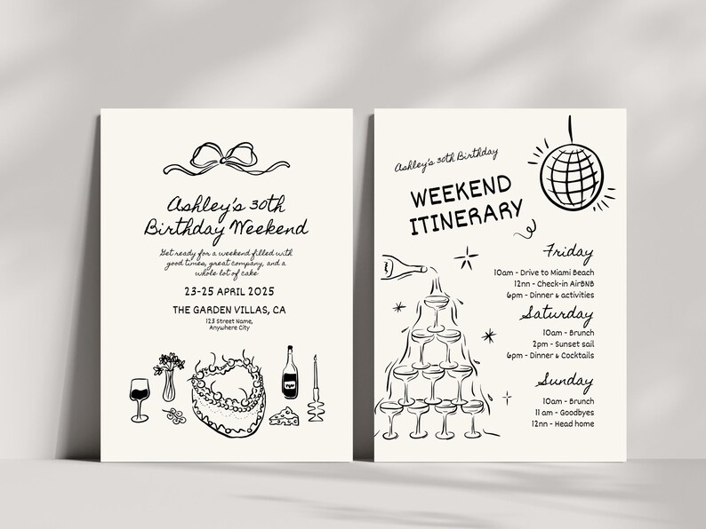 Editable 30th Birthday Weekend Invitation Template (digital Download ...