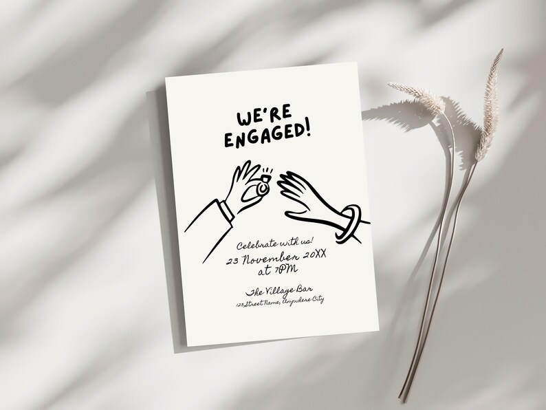 Hand Drawn Engagement Party Invitation Template, Editable Engagement ...