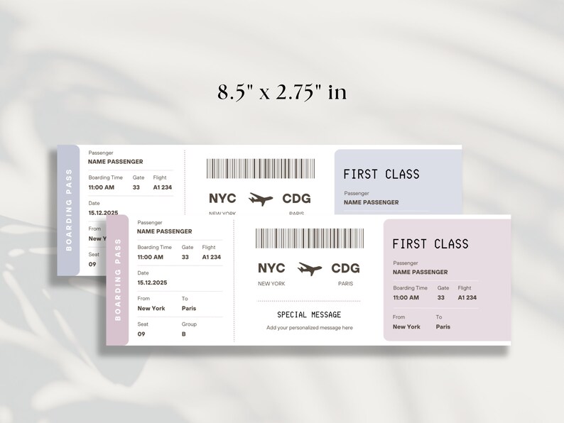 Editable Boarding Pass Template Customizable Airline Ticket Design ...
