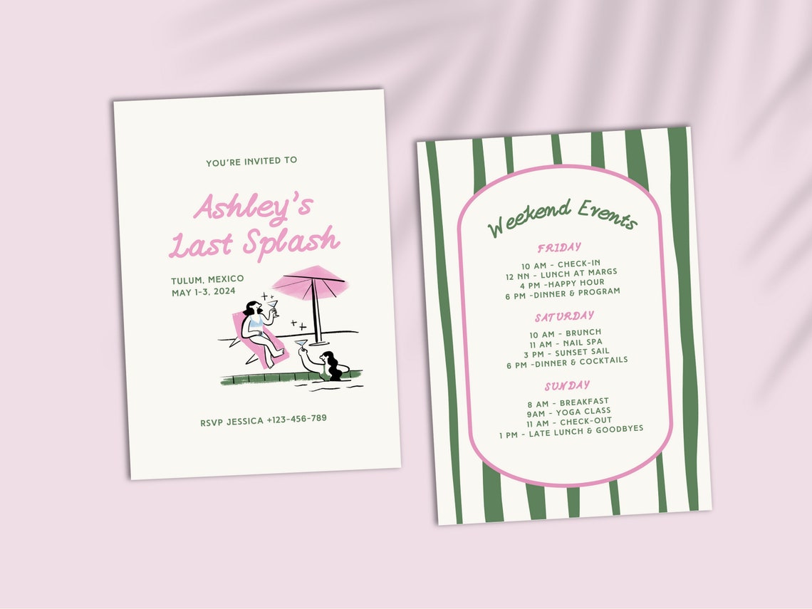 Hand Drawn Bachelorette Party Invitation Template, Mexico Bachelorette ...