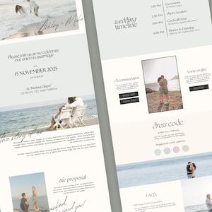 Wedding Website Template, Canva Website Template, Wedding RSVP, Digital ...