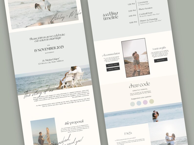 Wedding Website Template, Canva Website Template, Wedding RSVP, Digital ...