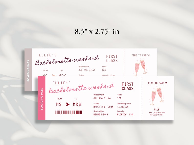 Editable Bachelorette Boarding Pass Template - Customizable Airline ...