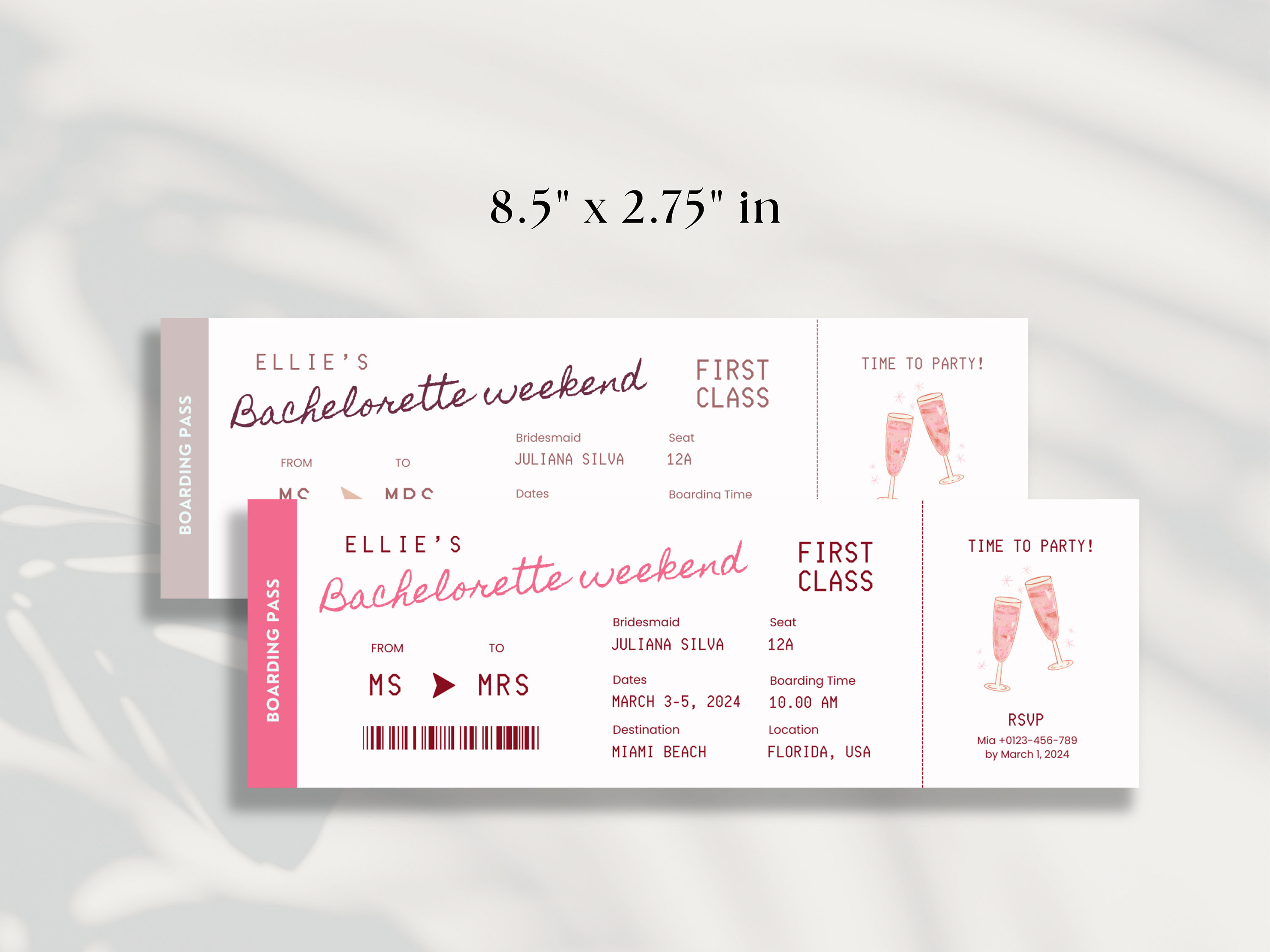Editable Bachelorette Boarding Pass Template - Customizable Airline ...